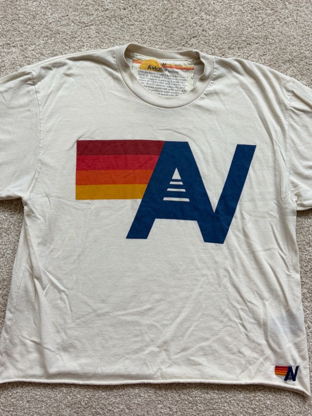 Aviator Nation | Tops | Aviator Nation Logo Boyfriend Tee Cream | Poshmark